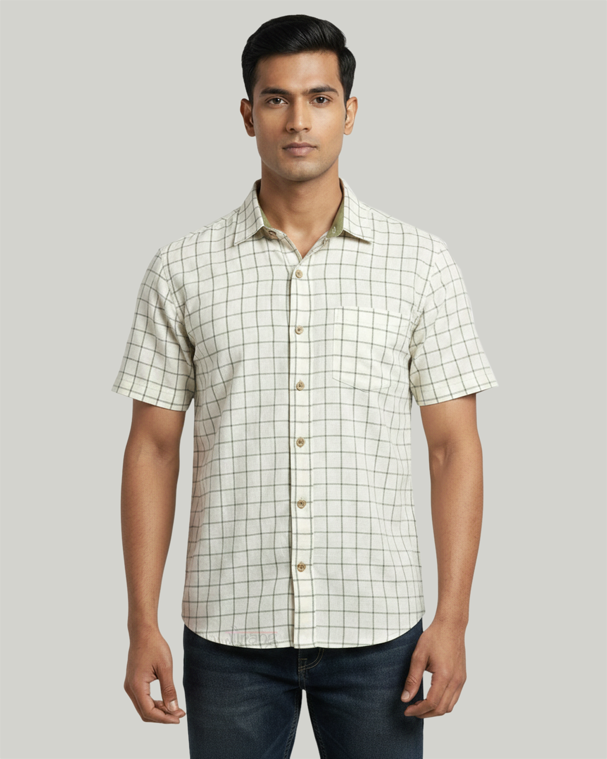 White Handwoven Khadi Checks Shirt – Gaurang